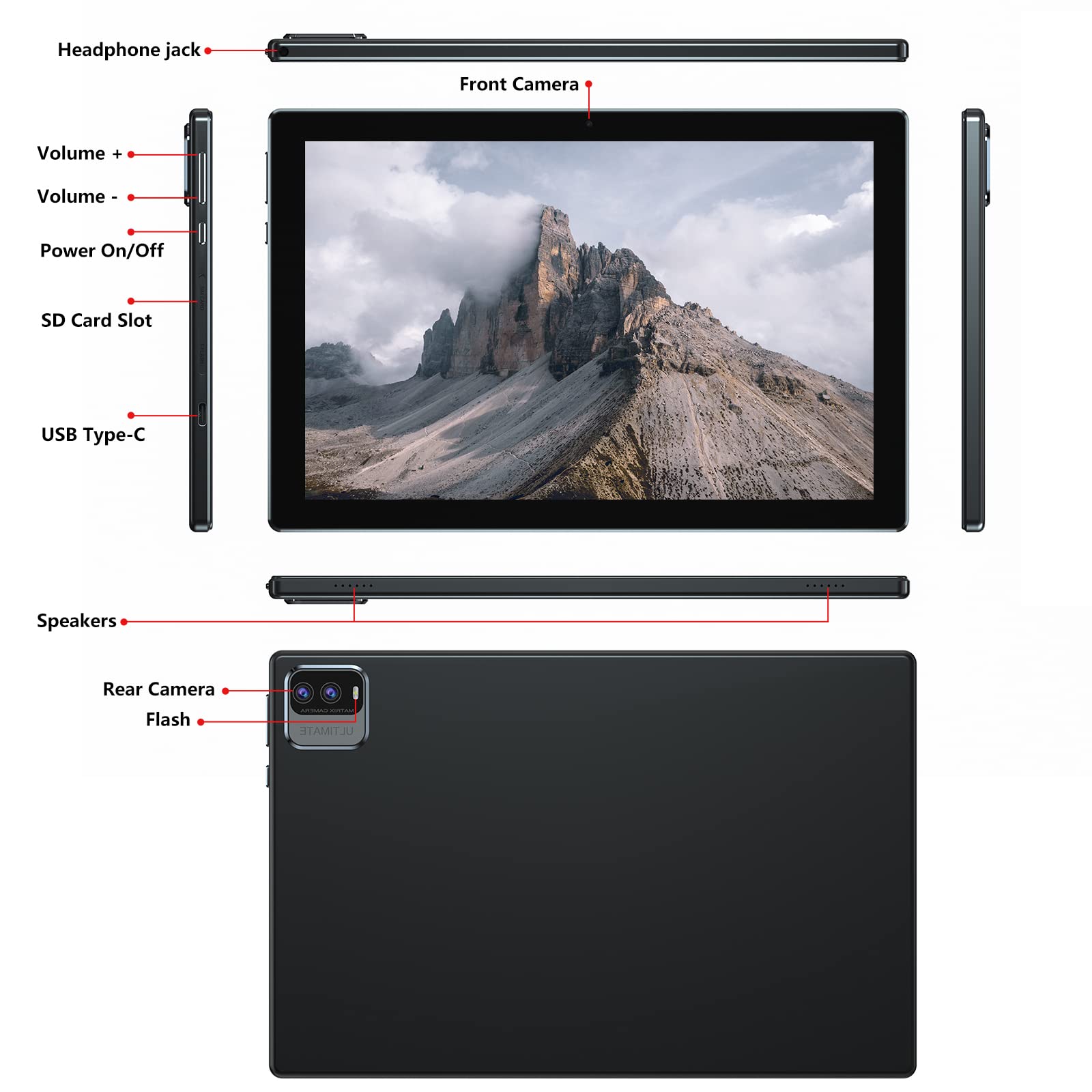 2024 Newest 10 inch tablet, Computer Tablets, Android Tablets with Case, 6GB+128GB+1TB Expand, Quad-Core, Dual Camera, IPS HD Touch Screen, BT 5.0, 2.4G+5G+Wi-Fi 6, Game, Google GMS