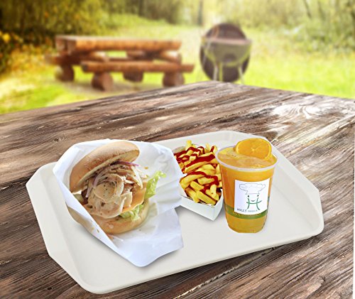 Eagrye Fast Food Serving Trays, Rectangle 16.9" x 12", Set of 6 (White)