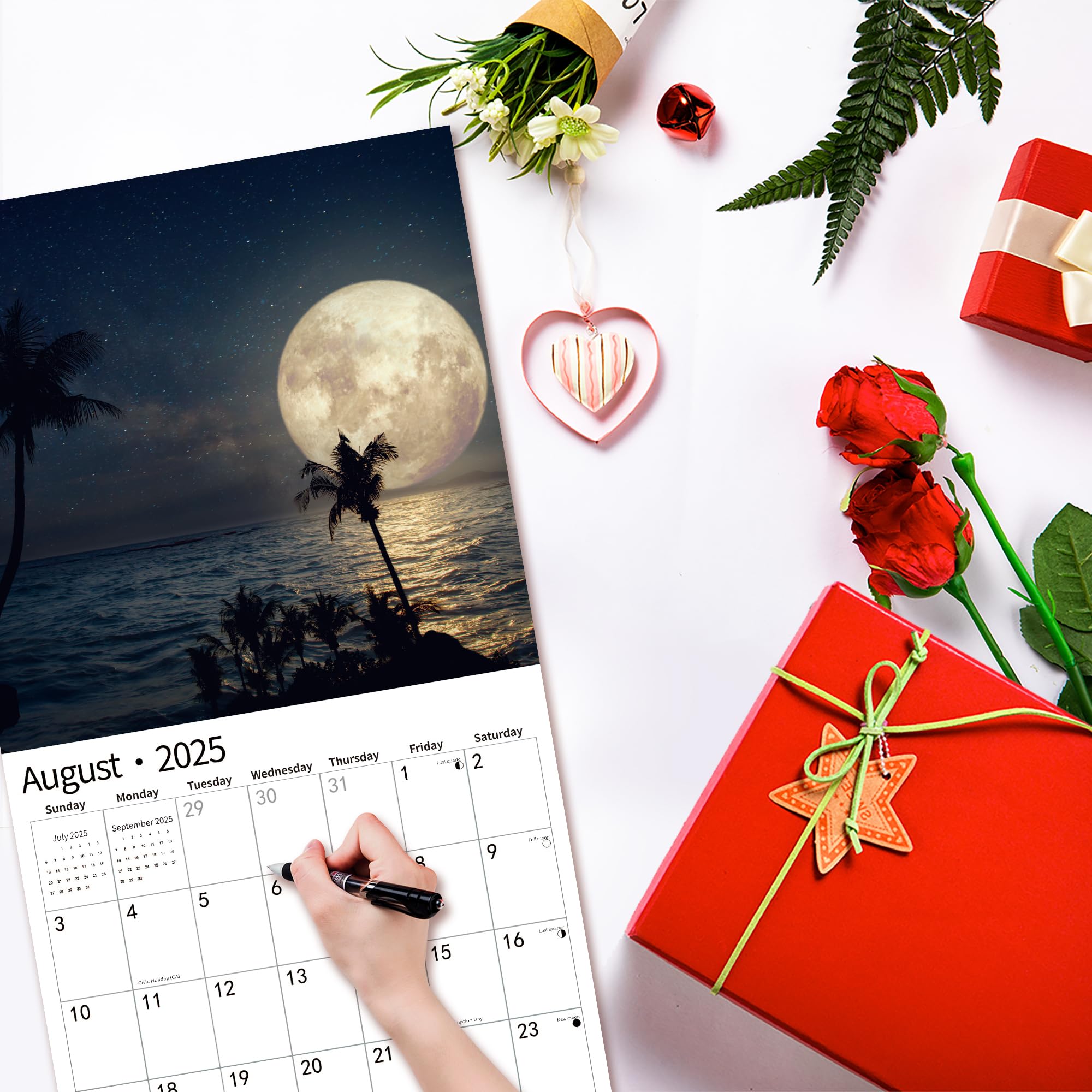 2024 Wall Calendar,Calendar 2024, July 2024 - December 2025, Wall Calendar Moon, 12" x 24" Opened,Full Page Months Thick & Sturdy Paper for Gift Perfect Calendar Organizing & Planning