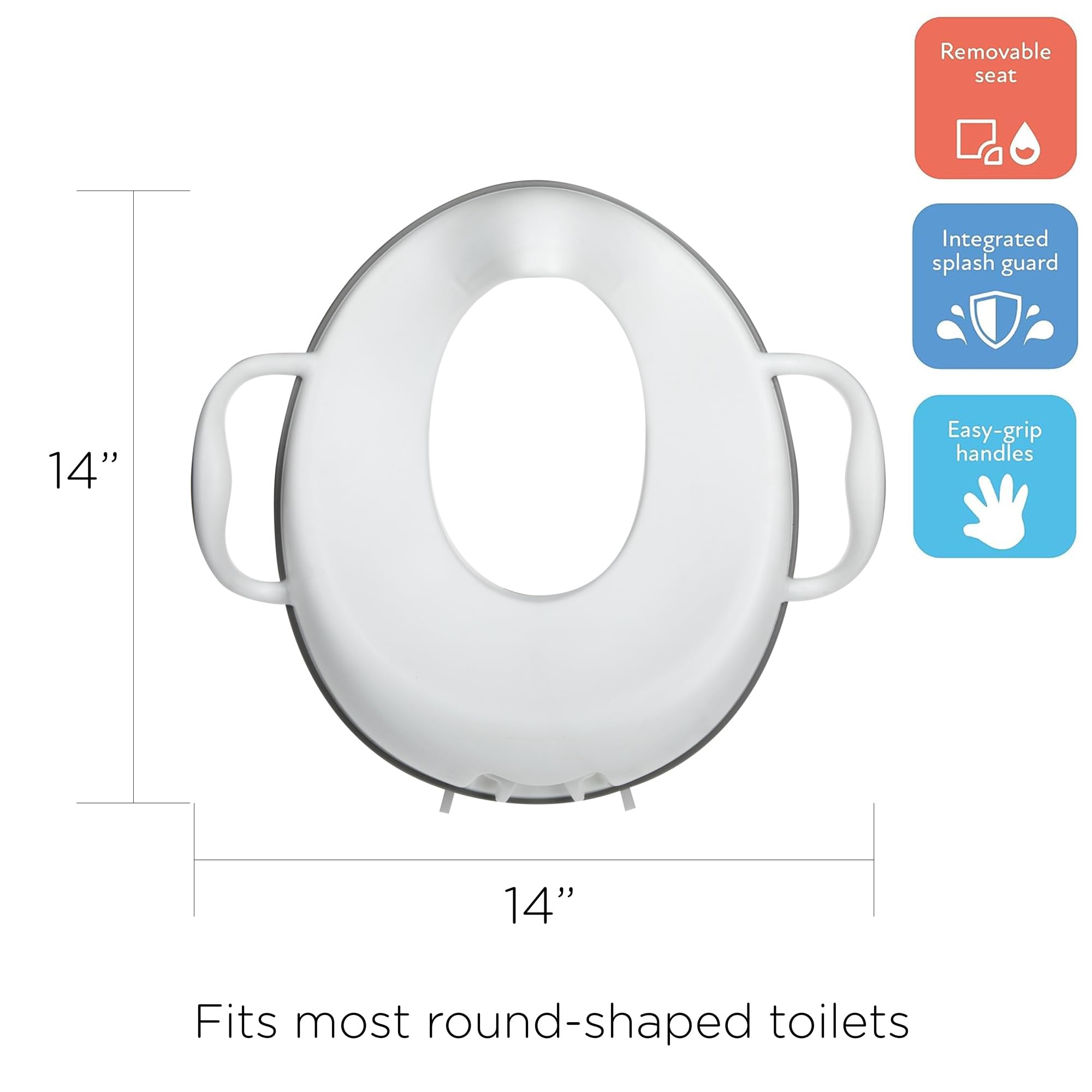 Nuby Easy Grip Safety Toilet Seat Trainer with Integrated Splash Guard for Toddlers & Kids, White, 1 Count