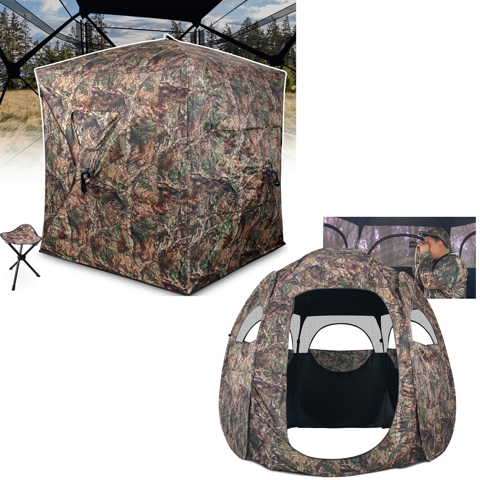 2-3 Person Auto Set See Through Hunting Blind with See-Through Hunting Blind Set