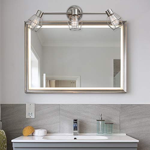 Globe Electric 59701 Cedrick 3-Light Track Lighting, Brushed Nickel, Vintage Edison Bulbs Included