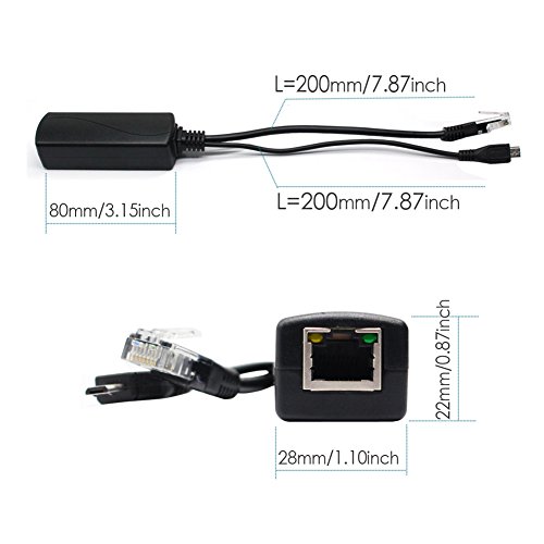 ANVISION Active 48V to 5V 2.4A PoE Splitter Adapter with Micro USB Plug, IEEE 802.3af Compliant, for Tablets, Dropcam or Raspberry Pi, IPC, IP Camera and More