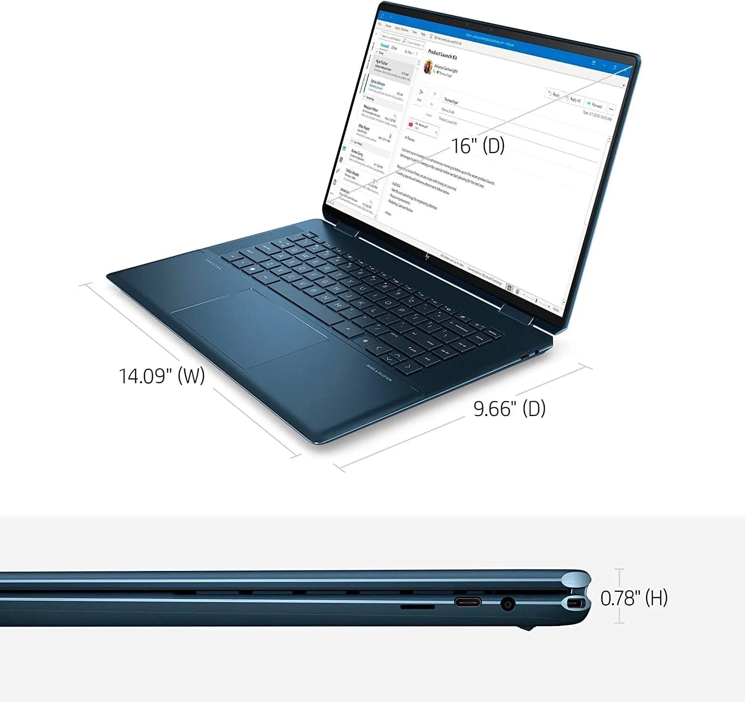 2022 HP Spectre x360 16" 3K+ (3072 x 1920) 2-in-1 Touchscreen (Intel 14-Core i7-12700H, 16GB RAM, 2TB PCle SSD, Stylus) Convertible Laptop, Fingerprint, Backlit, 2 x Thunderbolt 4, Windows 11 Home