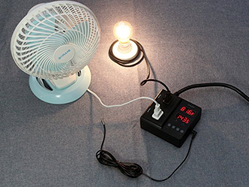 bayite Temperature Controller 1650W 15A BTC211 Dual Digital Outlet Thermostat Plug, Pre-Wired, 2 Stage Heating and Cooling Mode, 110V - 240V, Fermentation BBQ Reptile Aquarium