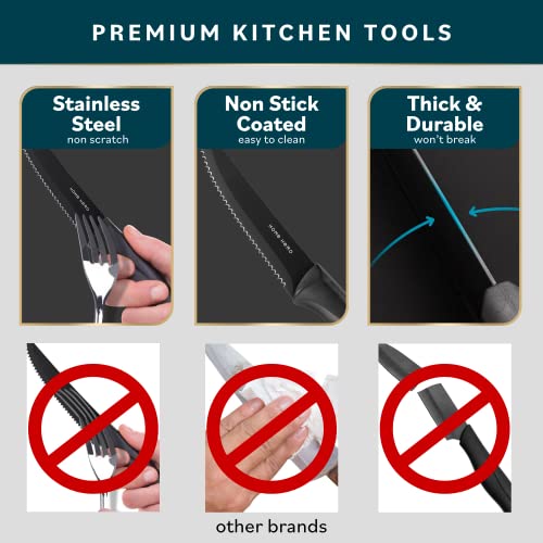 Home Hero Kitchen_Knife with Ultra-Sharp High Carbon Stainless Steel Blade for Kitchen with Ergonomic Handle Black, 8 Piece Set