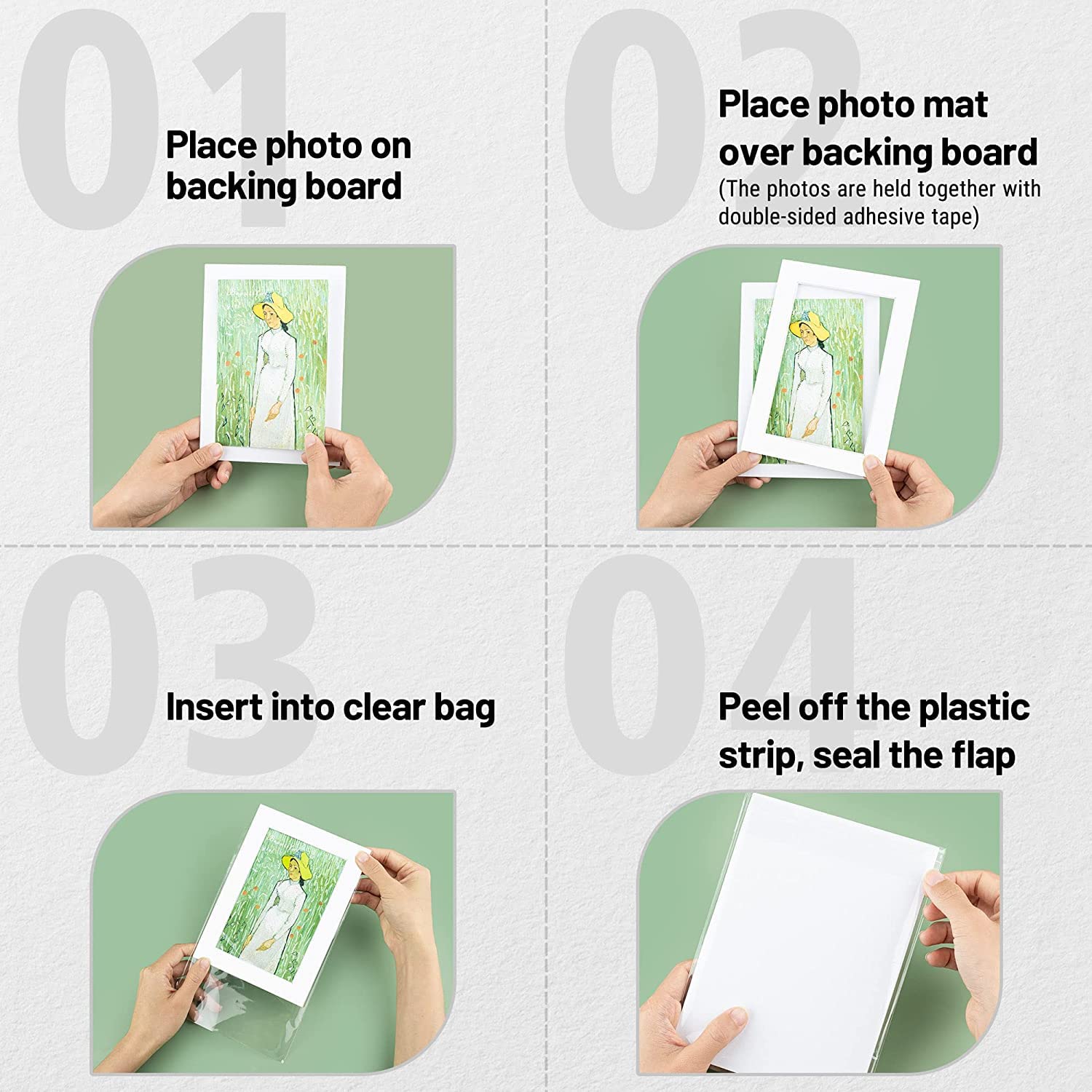 Golden State Art, 50 Pack Clear Bags for 12x16 Mats, Pictures, Acid-Free, 12 2/5" x 16 1/2"