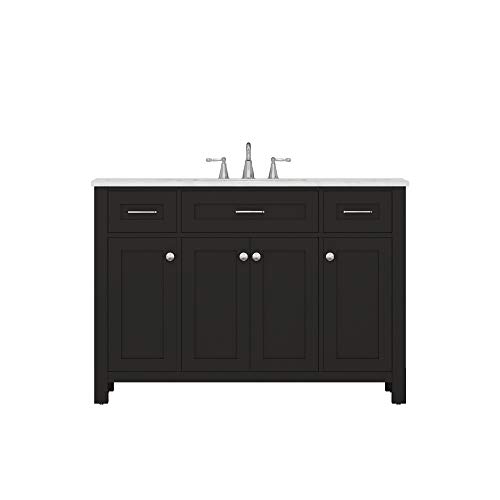 Alya Bath HE-101-48-E-CWMT Norwalk Single Bathroom Vanity with Carrera Marble Top and No Mirror, 48", Espresso