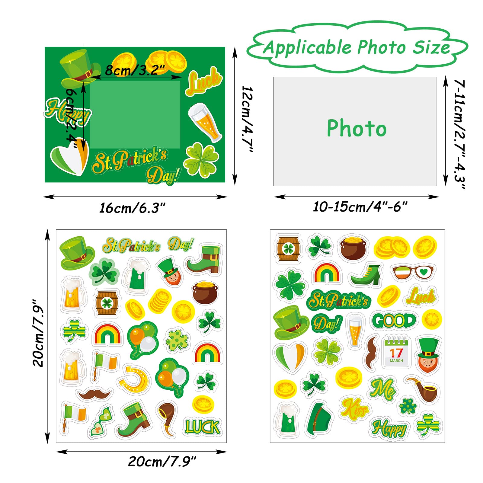 chiazllta 30 Packs St. Patricks Day Picture Frame Craft Kits for Kids St. Patricks DIY Craft Art St. Patrick Day Party Decoration Favor Home Classroom Game Activities