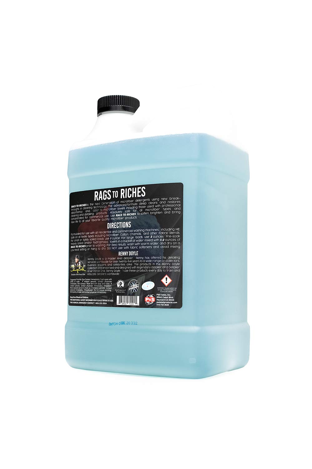 P & S PROFESSIONAL DETAIL PRODUCTS - Rags to Riches - Premium Microfiber Detergent, Deep Cleans and Restores, Safe on All Fabrics, Highly Concentrated, Next Generation Cleaning Technology (1 Gallon)