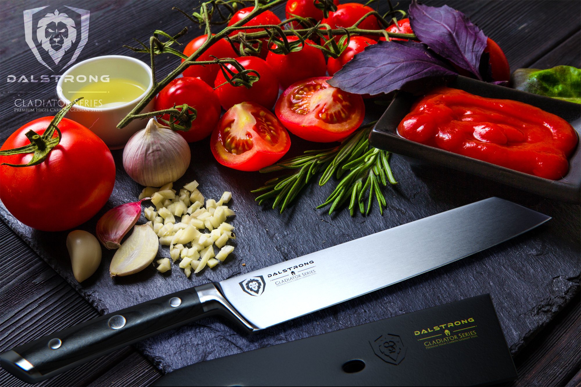 Dalstrong Kiritsuke Chef Knife - 8.5 inch - Gladiator Series Elite - Forged German High Carbon German Steel - Full Tang Kitchen Knife - Black G10 Handle - w/Sheath - Chef's Knife - NSF Certified