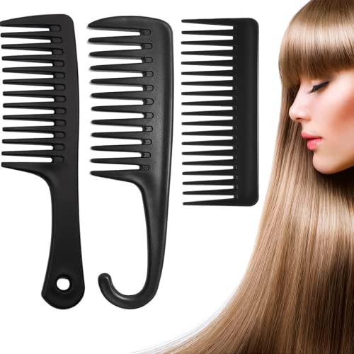 3 Pieces Wide Tooth Detangling Shower Hair Comb for Women Curly Wet Dry Long Thick Hair
