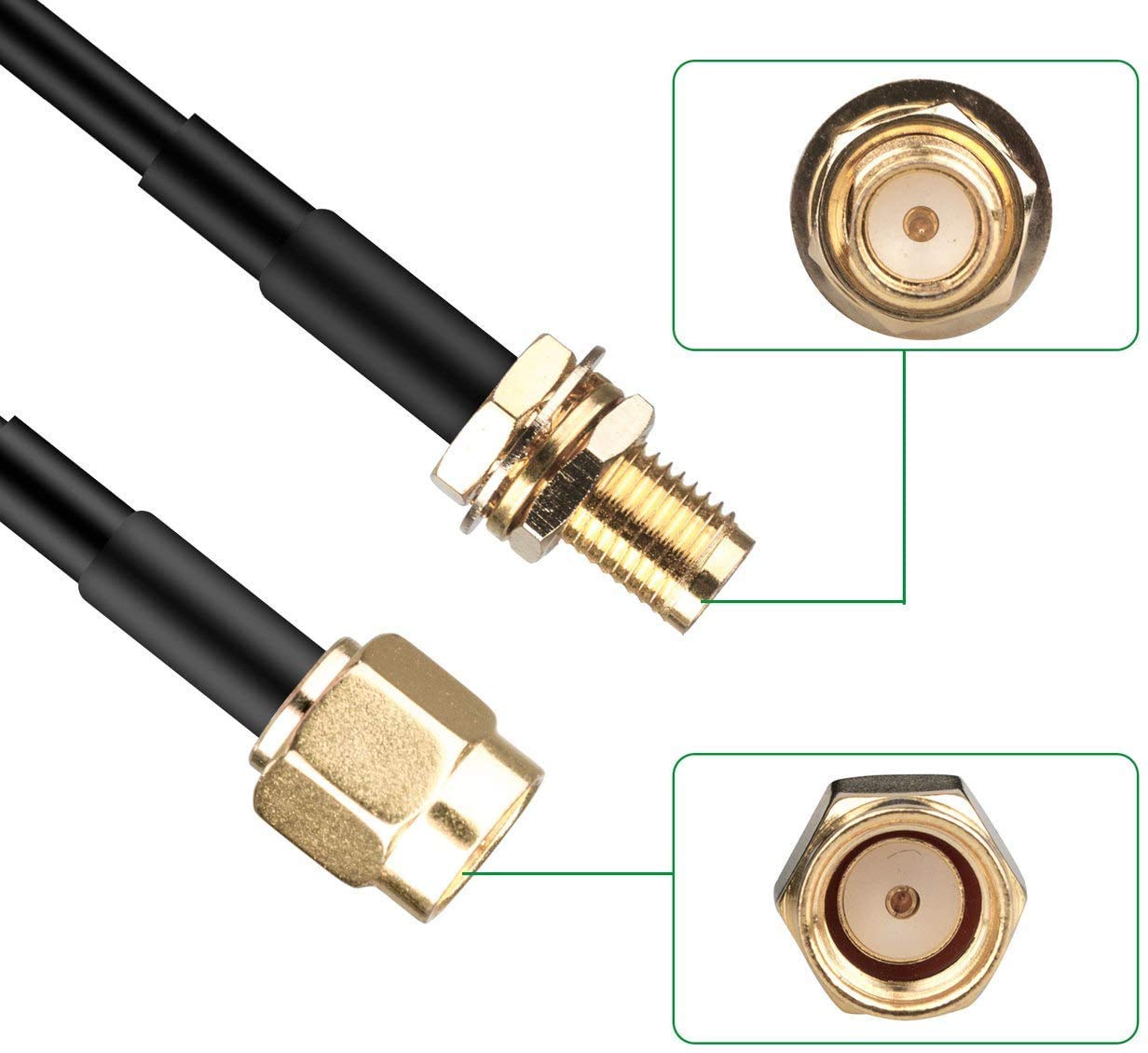 JOINSI 5-Pack 10ft WiFi Antenna Extension Coaxial Cable RP-SMA Male to RP-SMA Female for WiFi LAN WAN Router Bridge Antenna Security IP Camera Signal Booster Repeater Wireless Network Card Adapter