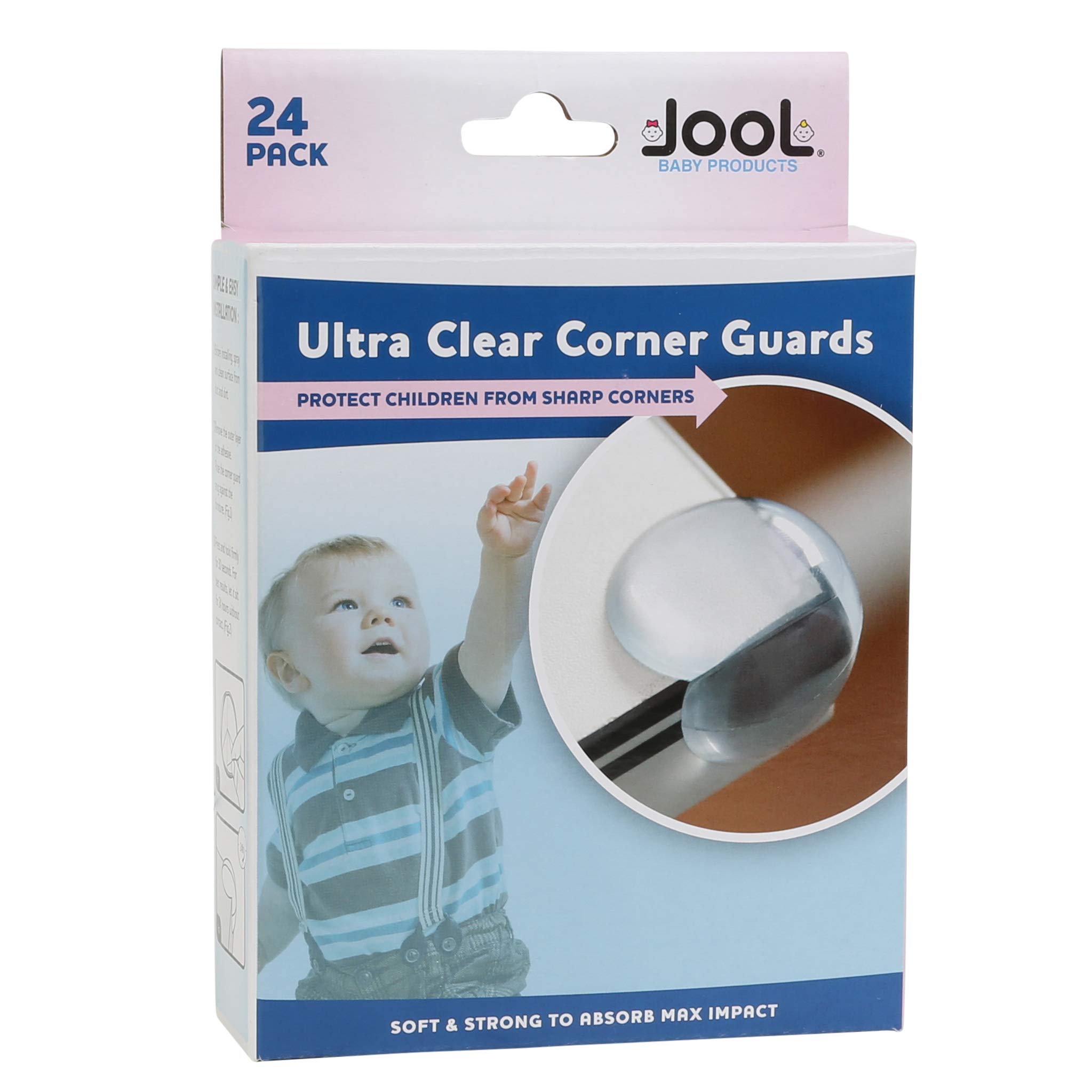 Corner Guards (24 Pack) Ultra Clear Table Corner Protector - Long Lasting Pre-Applied Adhesive - Furniture & Edge Bumpers, Child Safety - Jool Baby