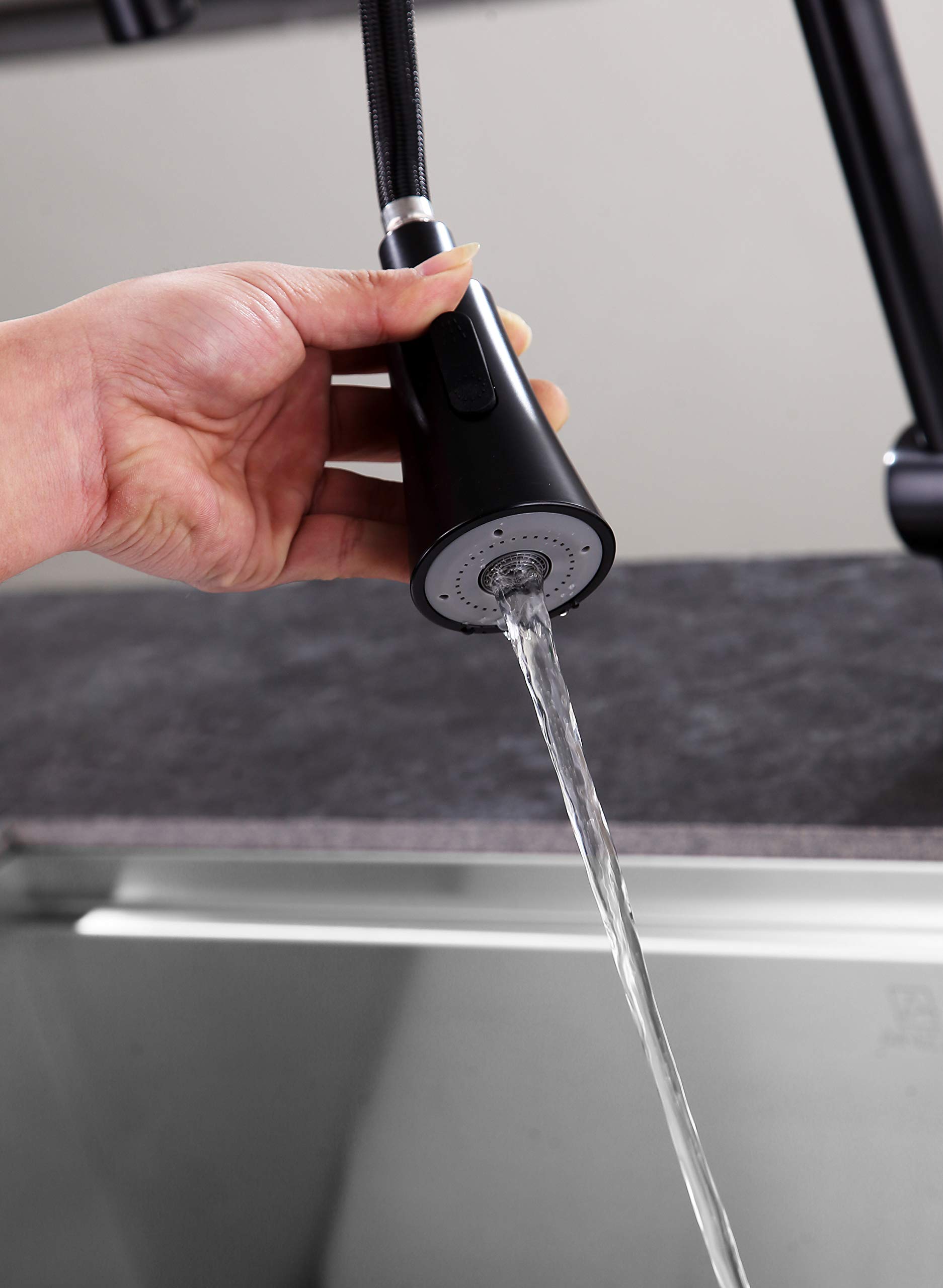 ANZZI Carriage Modern Single Hole Kitchen Faucet, Single Handle Oil Rubbed Bronze Kitchen Faucet, Commercial Stainless Steel Kitchen Bar Pull Out Kitchen Sink Faucet, KF-AZ211ORB