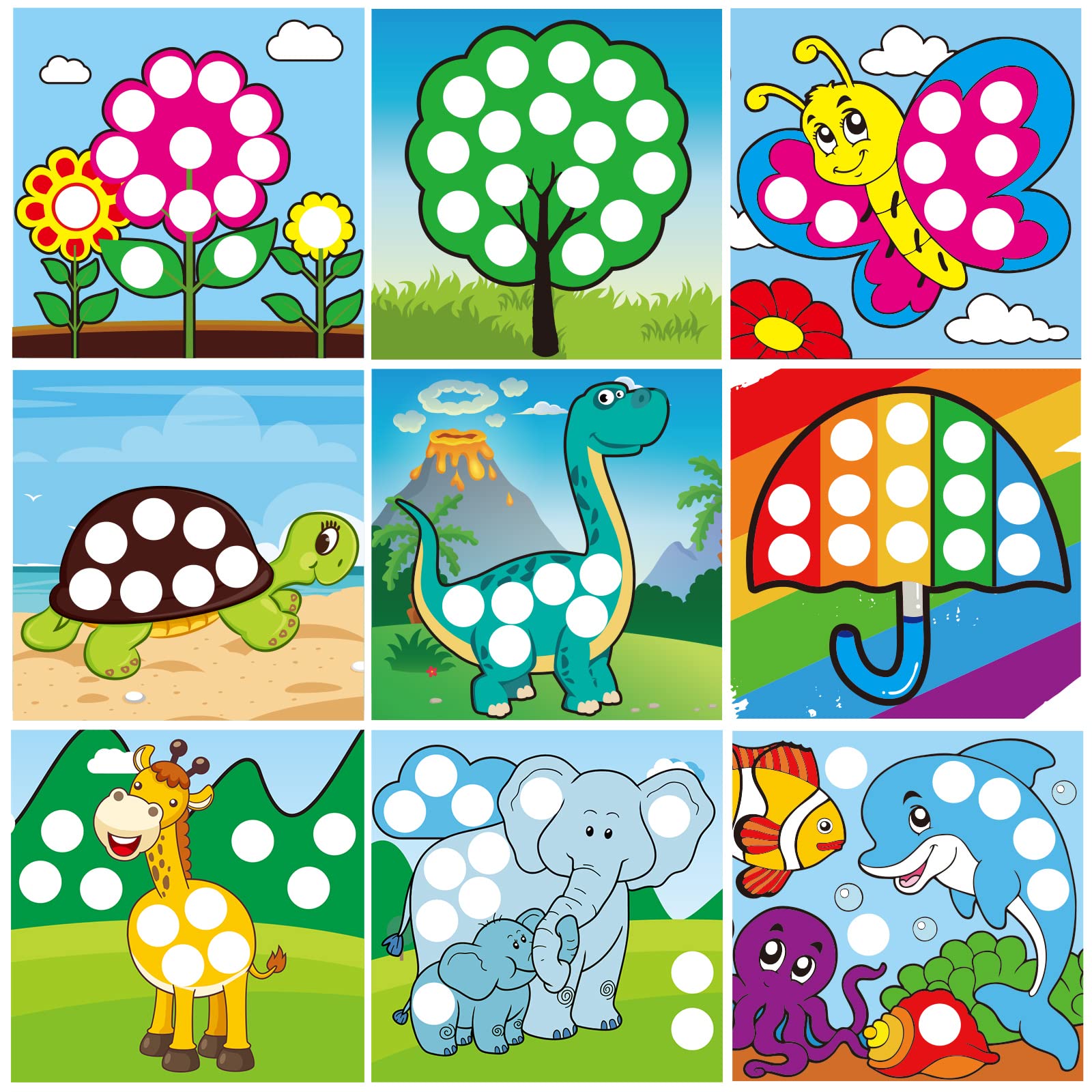 chiazllta Art Activity : Kids Do A Dot Stiker for Learning Educating, Animal Rainbow Dot Page Art Gift for Age 3-7 Girls Boys Toddlers Preschool Kindergarten