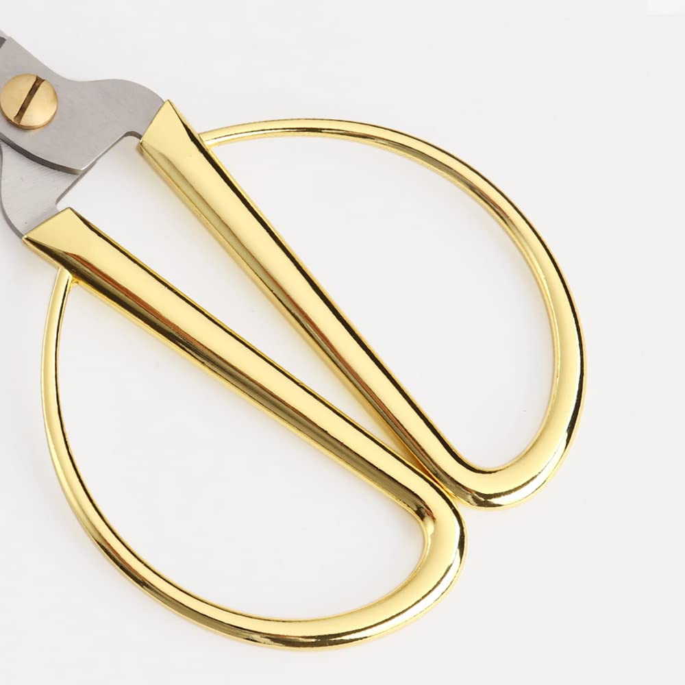 Aemoe 5 Inch All Stainless Steel Sewing Scissors, Sharp Tailor Scissors for Embroidery, Sewing, Craft, DIY Art Work & Daily Use for Home Office School Gold