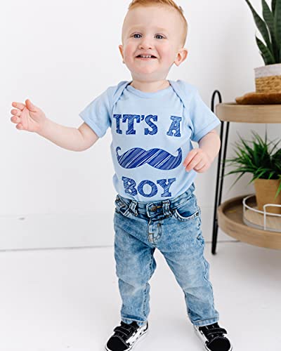 Apericots Cute Baby Short Sleeve Bodysuit, 100% Cotton: It's A Boy with Mustache Gender Reveal (0-18 months)