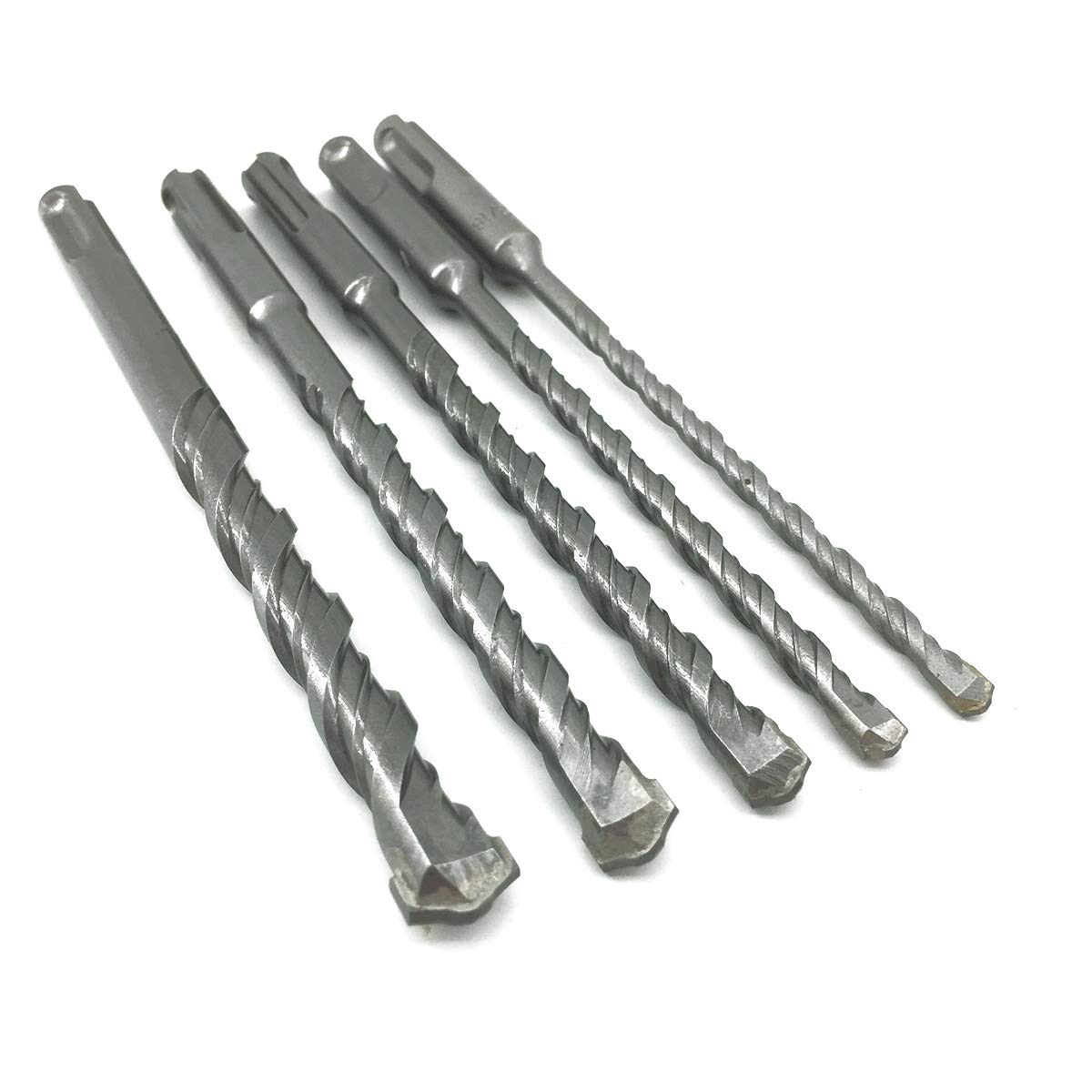 SPKLINE 5 Pcs SDS-Plus Rotary Hammer Drill Bit Set 3/16",1/4",5/16",3/8",1/2" Diameter,Tungsten Carbide Tip SDS+ Impact Drill Bits for Concrete Brick Block Mortar Stone and Other Masonry