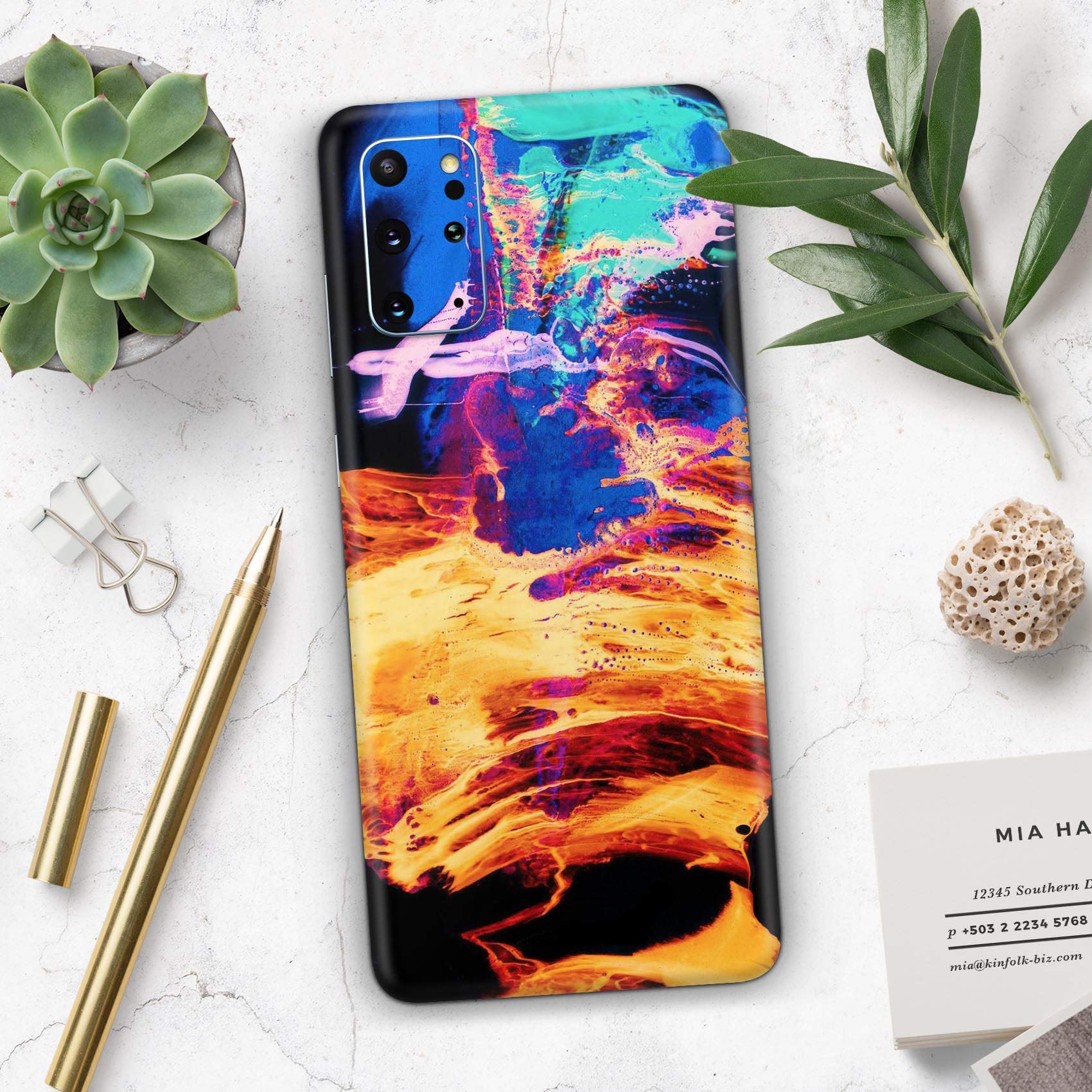 DesignSkinz Liquid Abstract Paint V26 Protective Vinyl Decal Wrap Skin Cover Compatible with The Samsung Galaxy S20 (Screen Trim & Back Glass Skin)