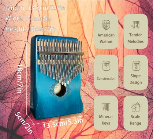 2022 New 17 Keys Kalimba Thumb Piano Mini thumb piano Finger piano,LightSeaGreen,Butterflies love flowers