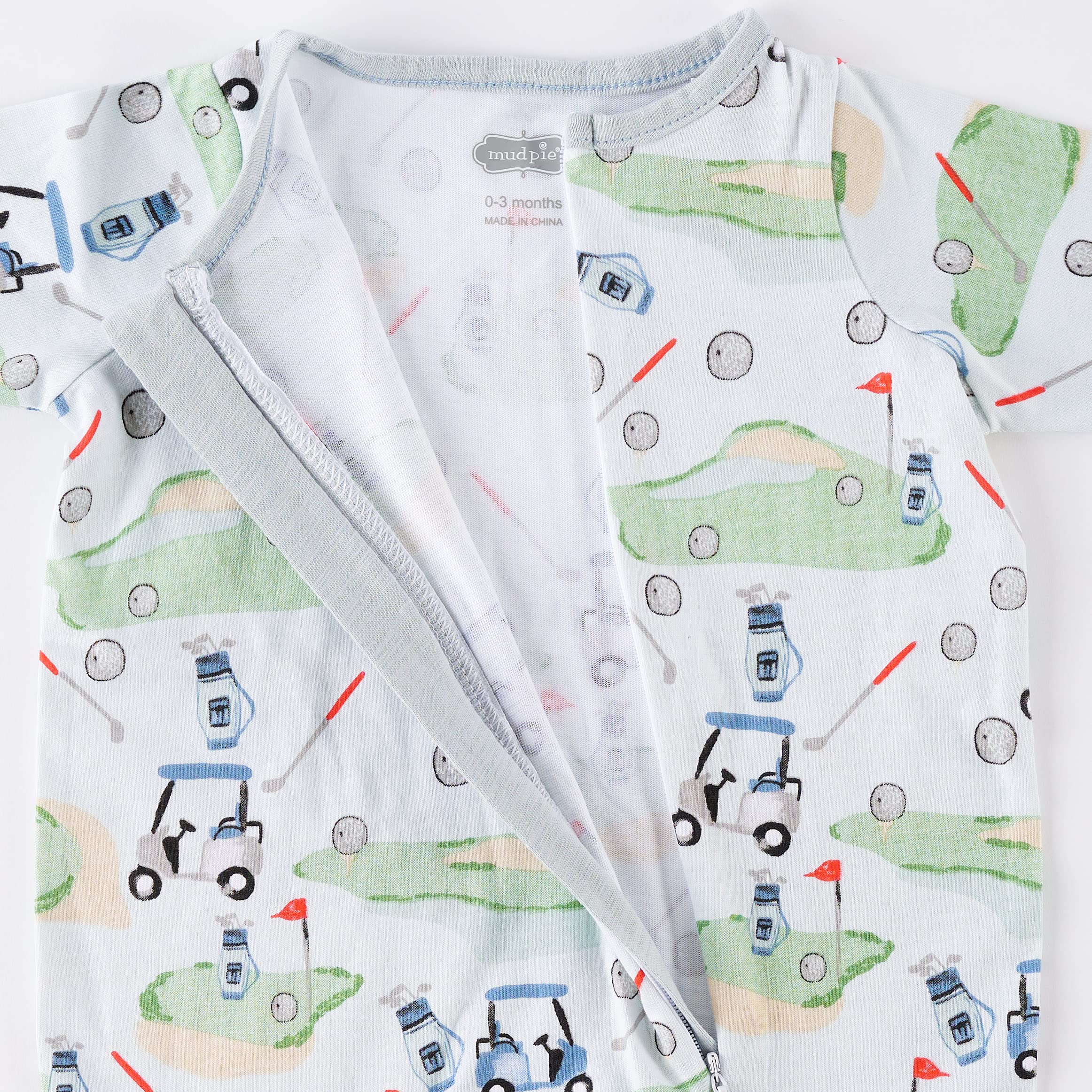 Mud Pie Baby Boys Golf Footed Sleeper, Blue, 3-6 Months