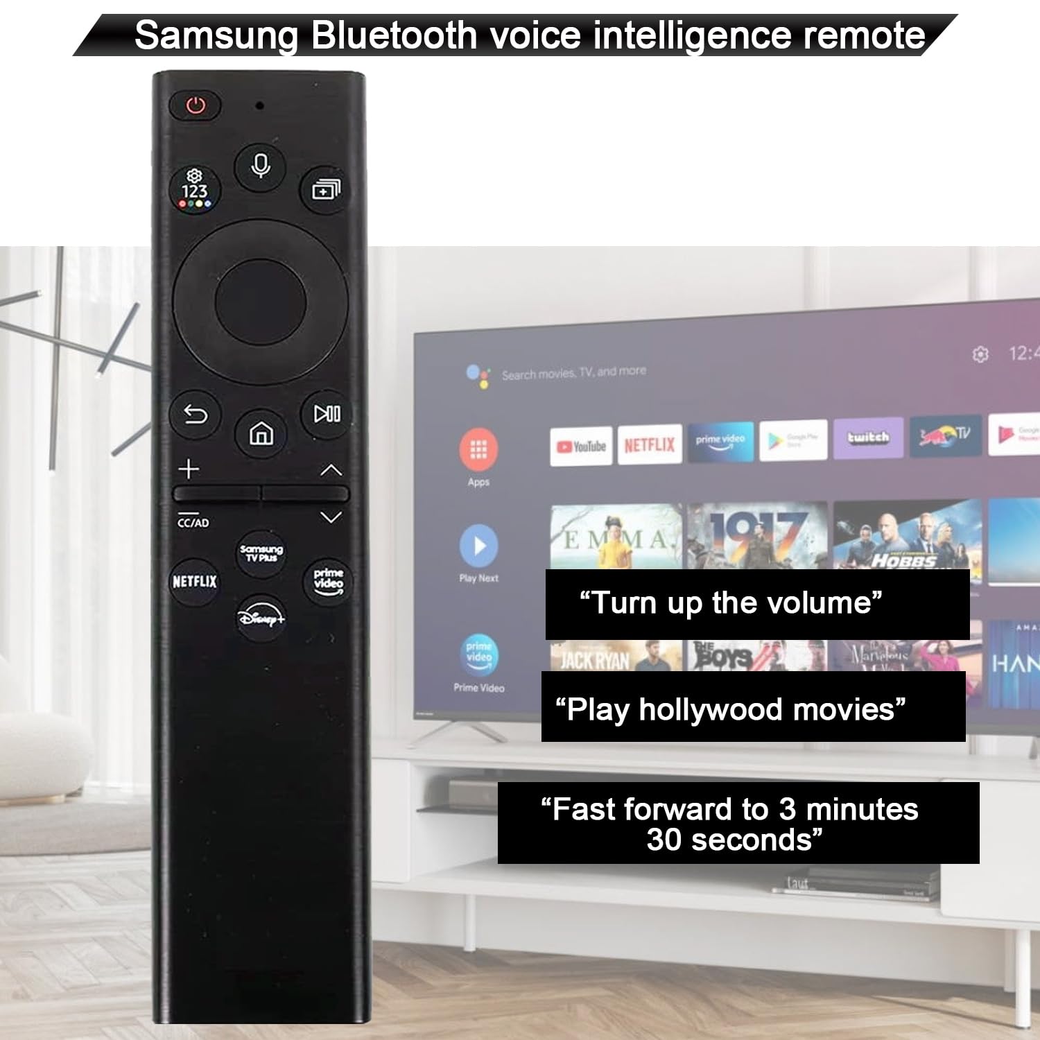 2022 New BN59-01385A Voice Remote Control Replacement for Samsung Smart TVs,for Samsung TV Remote with Voice Function,for Samsung Crystal UHD QLED Curved 4K 8K Smart TVs Q60BD/QN85BD/Q60B/QN85B/Q80