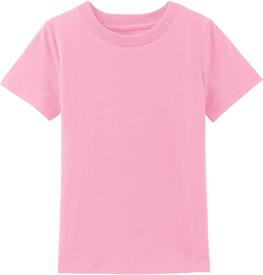 COSLAND Kids Plain Tshirts Boys Short Sleeve Shirt, Pink, Small