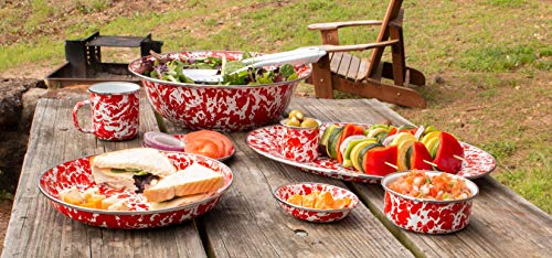 Golden Rabbit Enamelware - Red Swirl Pattern - Set of 2 - Square Trays