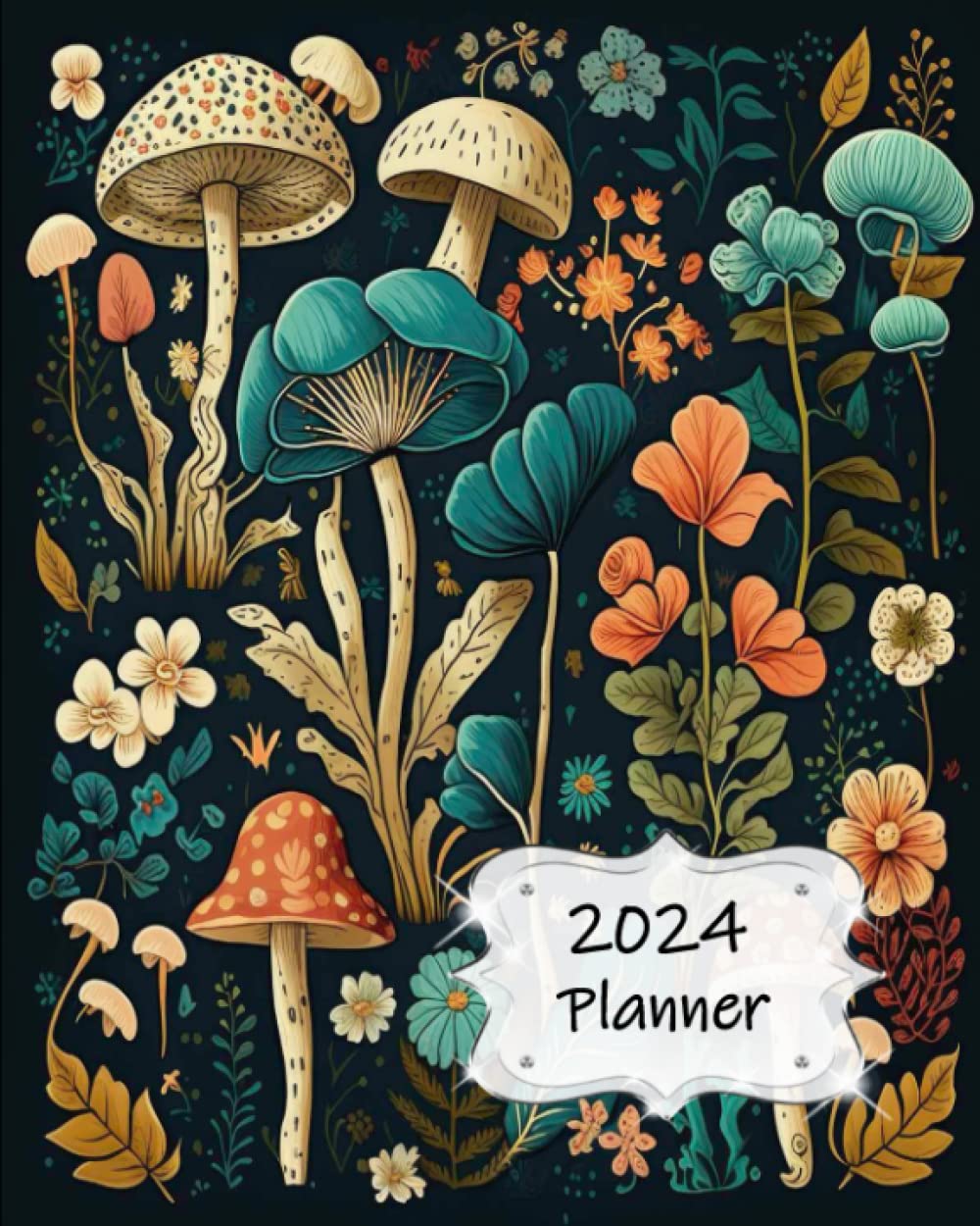 2024 Planner: Daily Weekly and Monthly Calendar | Schedule Organizer | January to December | Vintage Mushroom