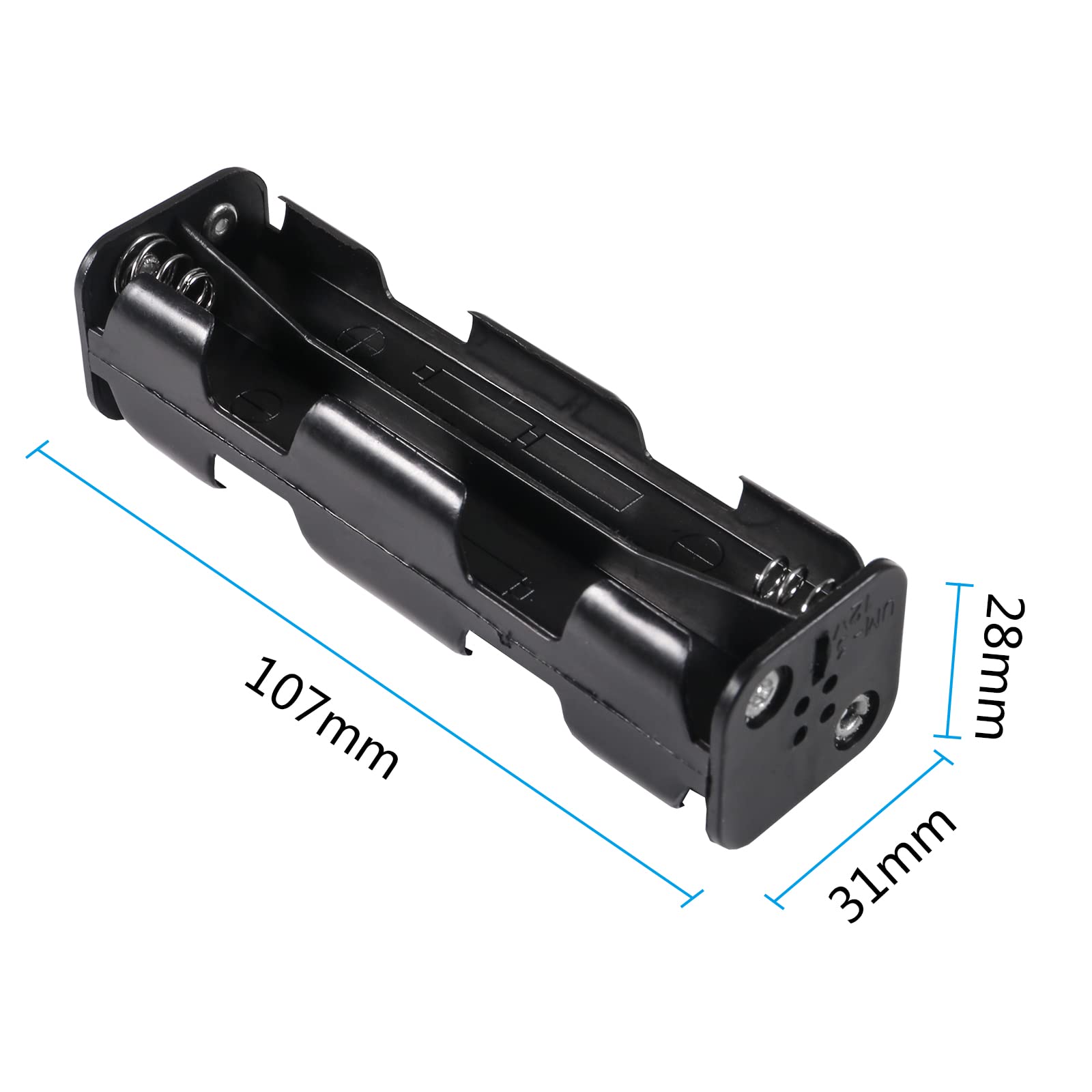 3pcs 8 AA Battery Holder 12v AA Battery Holder 8 X AA Battery Holder with Wires and I-Type 9V Battery Clip Connector Two Layers Battery Case Long Strip Type