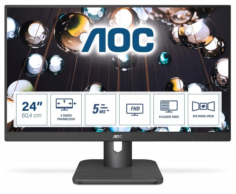 AOC Essential-line 24E1Q 23.8" Full HD LED Matt Flat Black Computer Monitor