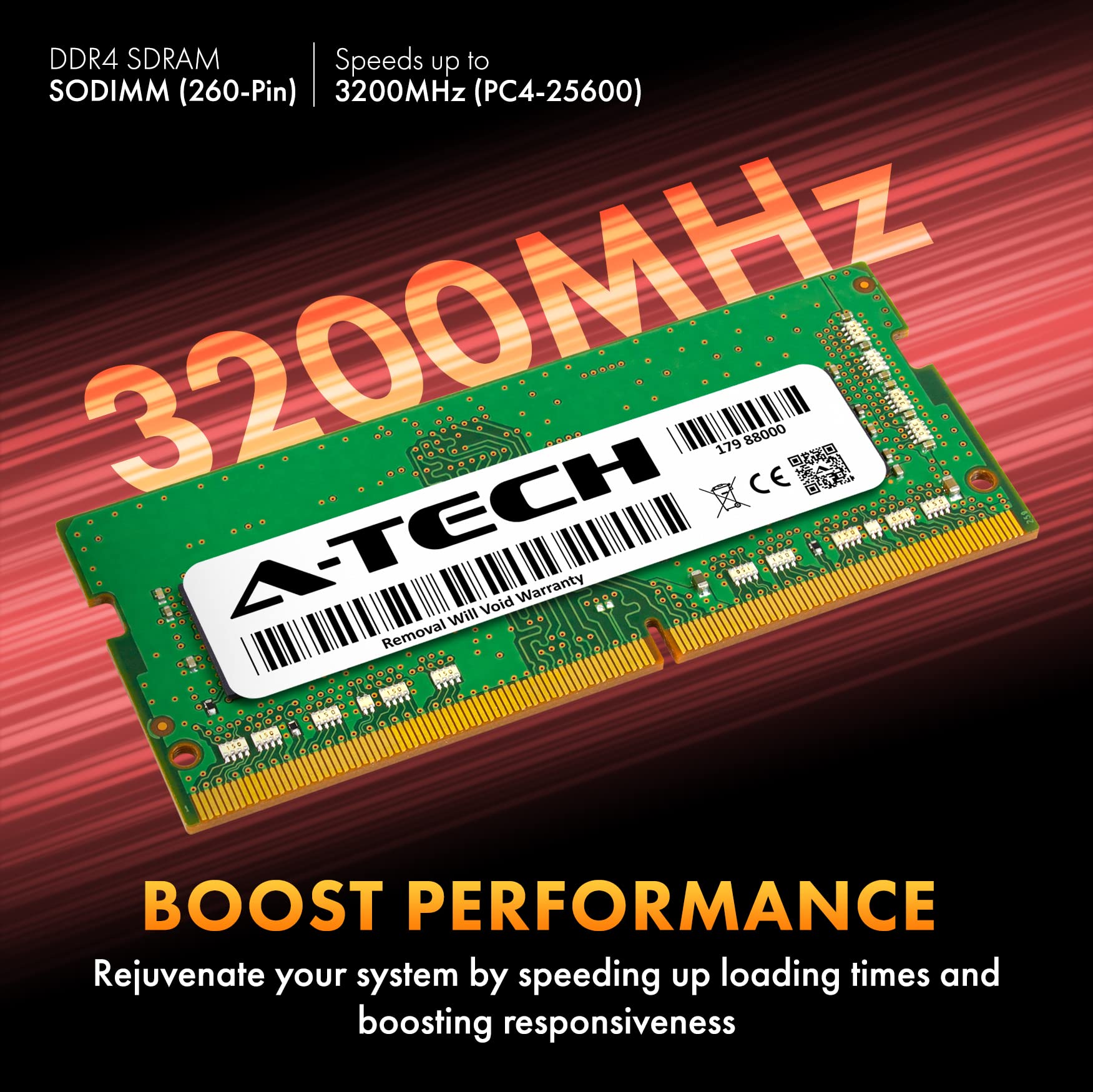 A-Tech 8GB RAM for MSI GF63 Thin 11SC Laptop | DDR4 3200MHz PC4-25600 SODIMM 1.2V 260-Pin Non-ECC SO-DIMM Memory Upgrade