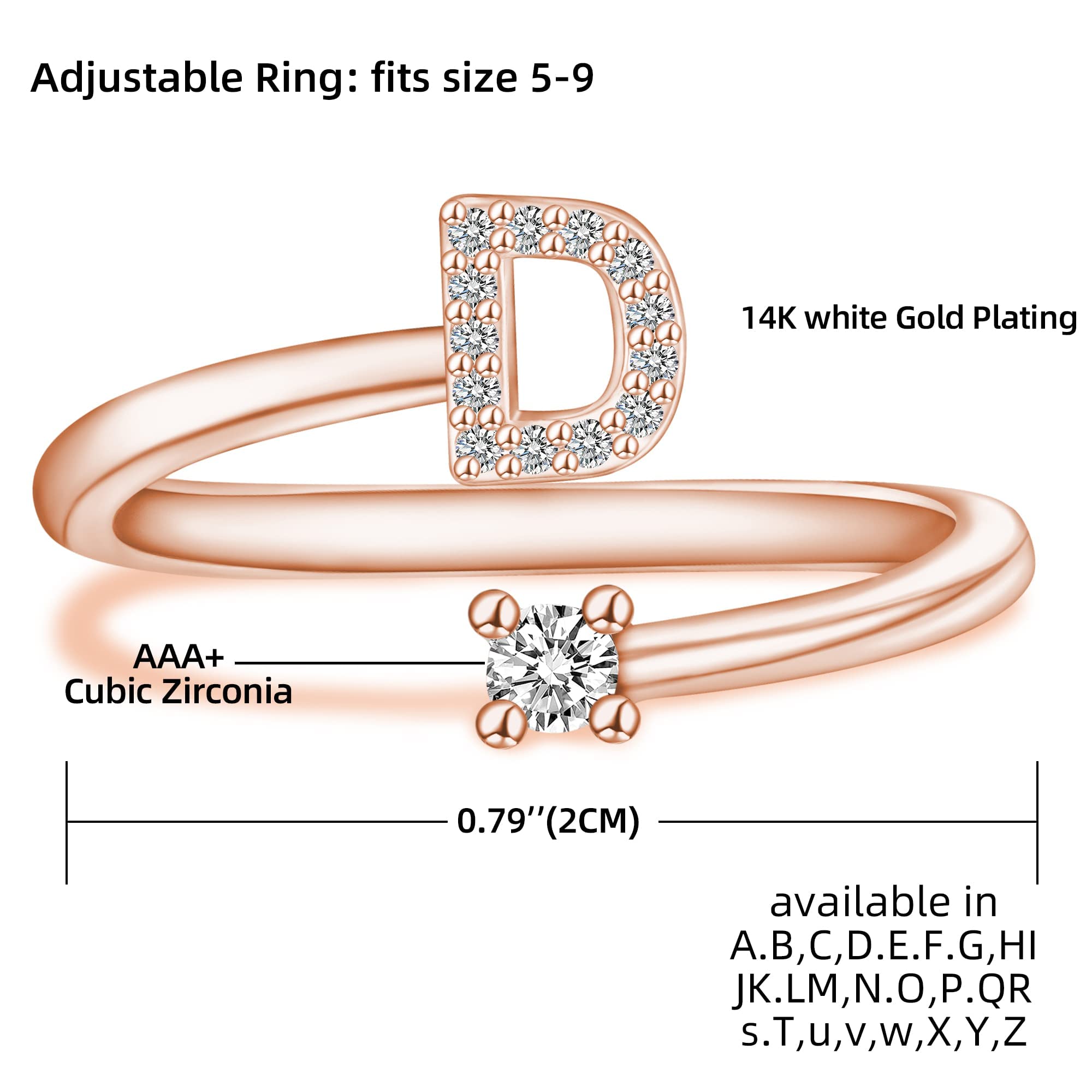 3PCS Adjustable Knuckle Rings for Women, 14K Gold Plated Initial Ring Stackable Rings, Dainty Thumb Ring, Cute Fashion Rings Set for Teen Girls(D)