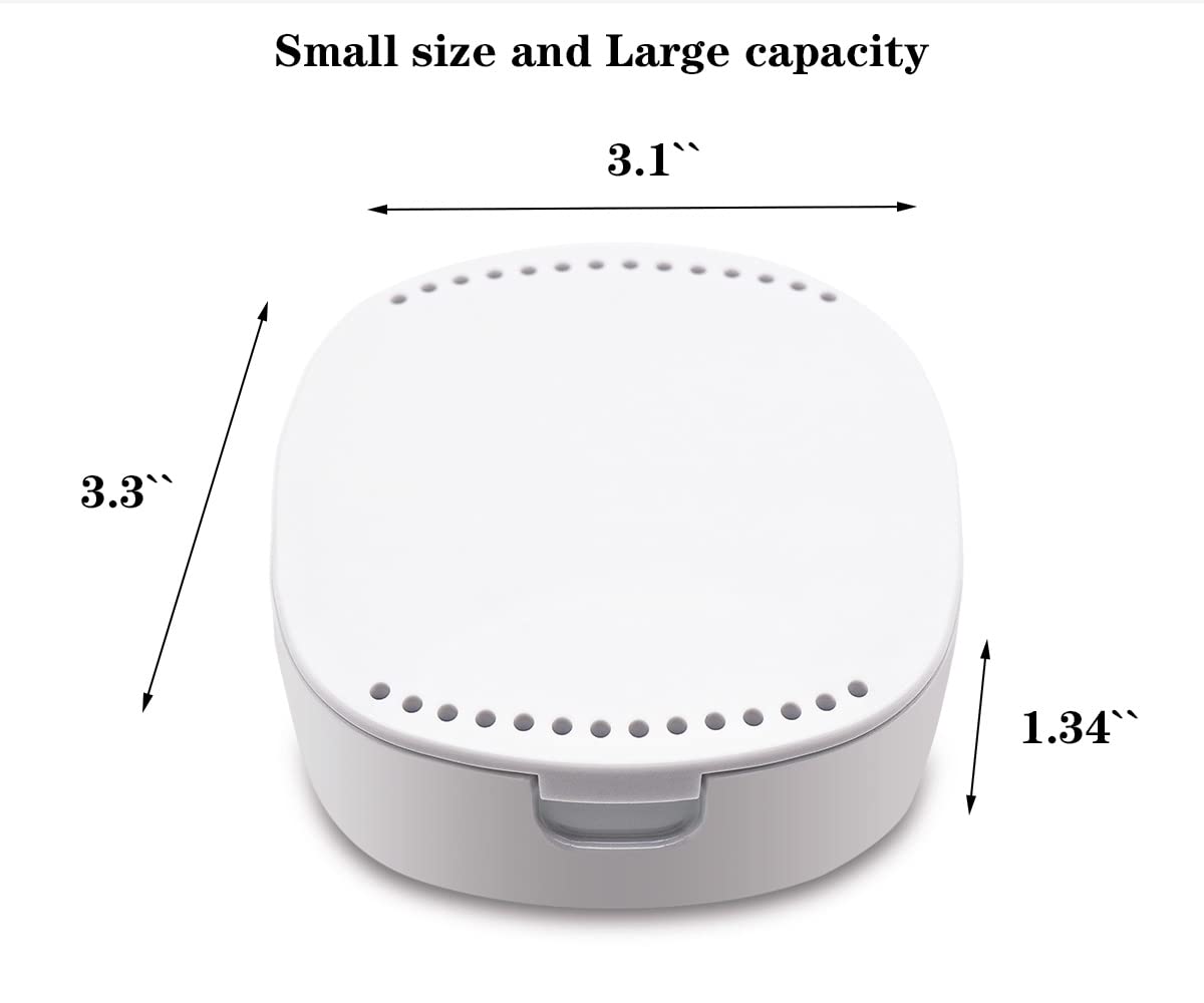 Ocircle Retainer Case, With mirror and ventilation holes, For Night Guards, Aligner Trays, Mouth Guard,Denture Case, Mouthguard. Light & Easy to Carry & Multipurpose(White)