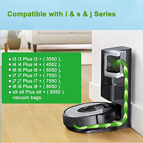 8Pack Vacuum Bags Replacement for irobot Roomba i8,i8+(8550),i7,i7Plus,i6,i6+(6550),i4,i4+(4552),i3,i3+(3550),s9+(9550),s9, j7+,j7 Vacuum Clean Base with Automatic Dirt Disposal Bin Bags(8PACK)