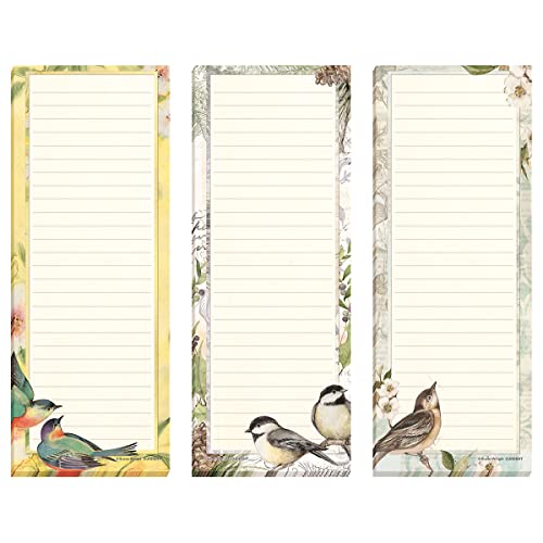 Current Seasonal Birds Magnetic Notepad Set – Set of 12 Mini Memo Pads, 12 Designs, 30-Sheet Pads, 2½ x 6½ Inches, Shopping List, To-Do Notes, Printed in The USA