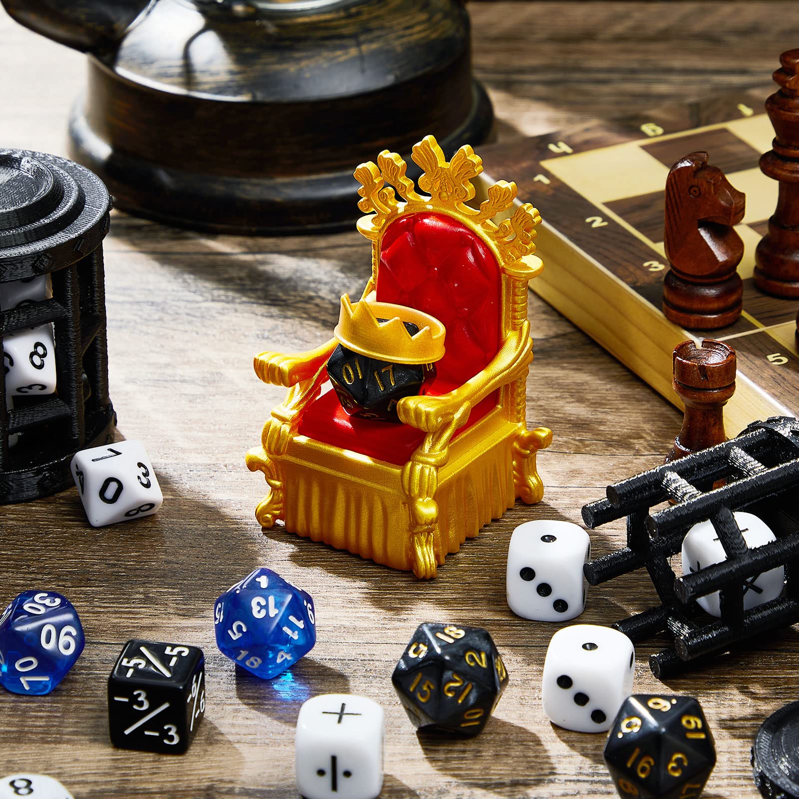 2 Pcs Dice Jail and Crit Crown, Lucky Throne Miniature Throne Chair for Dice Games Accessories Gift