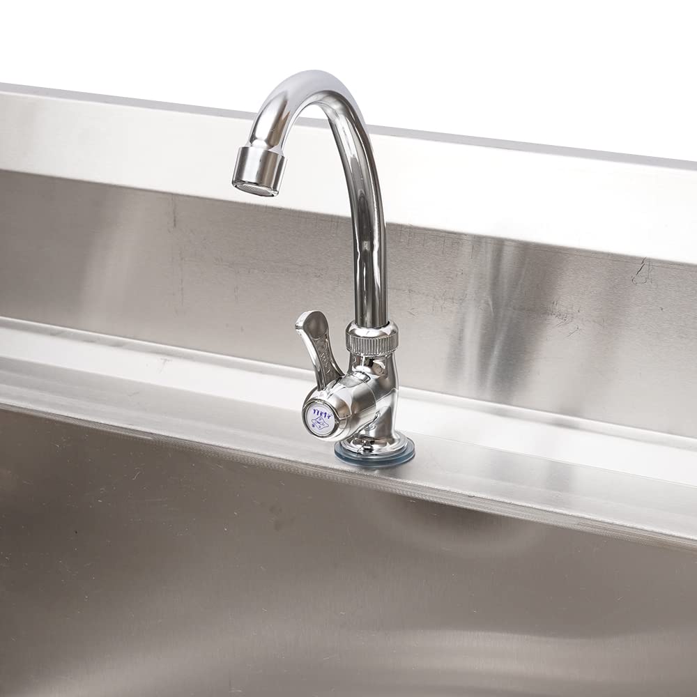 47" x 24" x 32" Free Standing Single Bowl Commercial Kitchen Sink Set, Stainless Steel Prep & Utility Restaurant Kitchen Sink w/Workbench/Faucet for Restaurant, Kitchen, Garage (US Stock)
