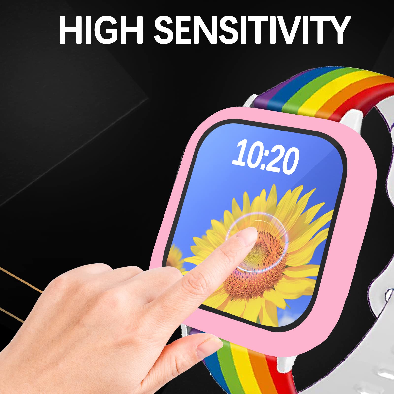 3PCS BENPNIU Hard PC Case Compatible with Gabb Watch Screen Protector, Full Coverage Ultra-Thin HD Bumper Protective Case for Gabb Wireless Kids Watch 2/1, Blue/Pink/Black
