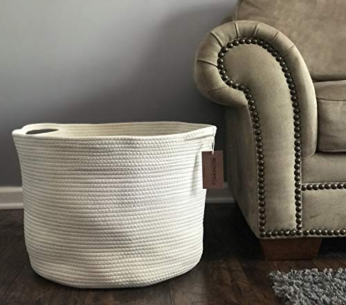 Cotton Rope Storage Baskets 23.6"x17.7"x13.8'' Extra Large Boho Blanket Basket Living Room Woven Toy Storage Bin for Blankets Tall Laundry Hamper Baby Nursery Hampers