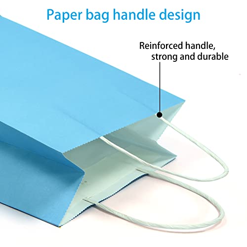 ADIDO EVA 25 PCS Small Gift Bags Blue Kraft Paper Bags with Handles for Party Favors (8.2 x 6 x 3.1 In)