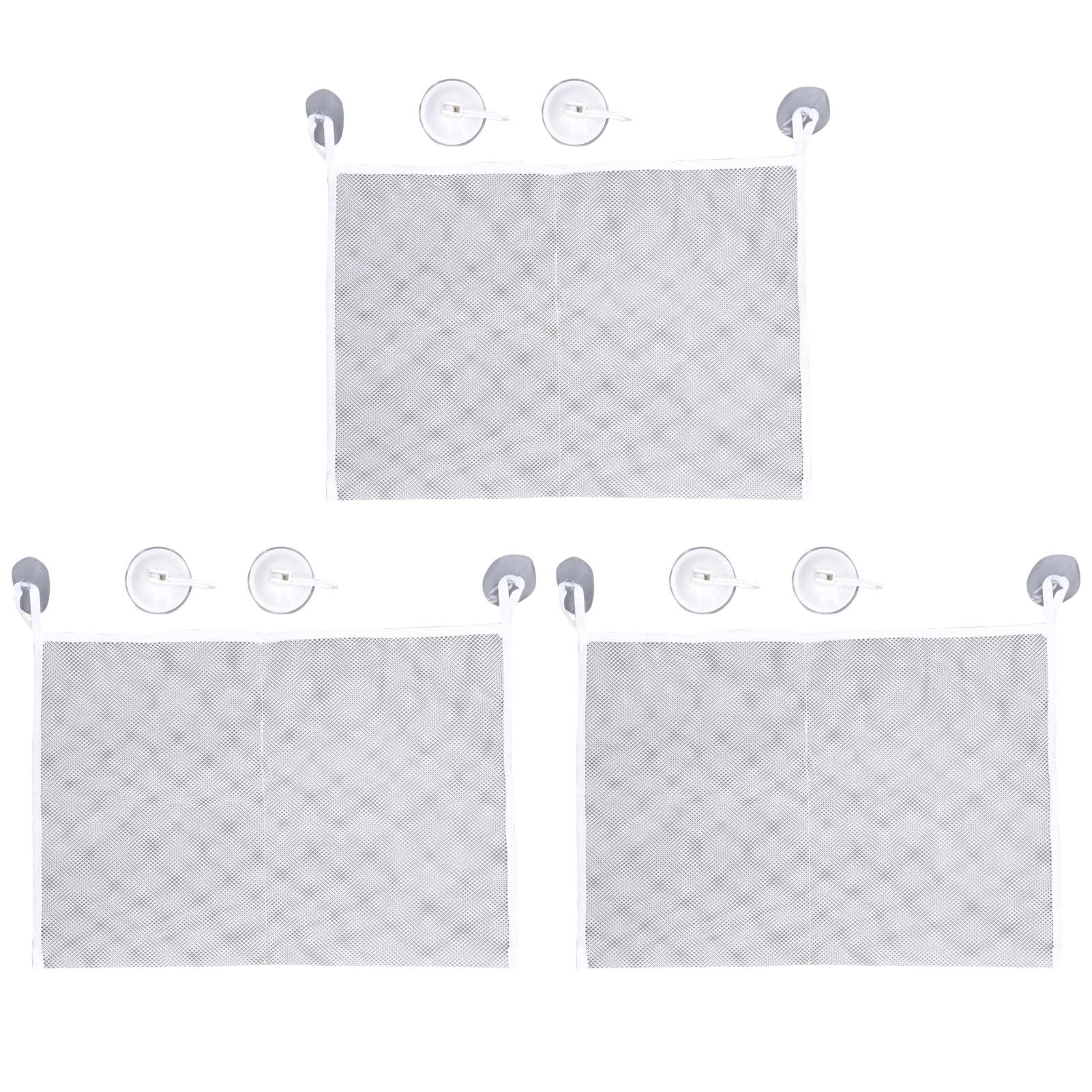 3 Pieces Bath Toy Organizer Bath Toy Holder with Strong Suction Cups and Hooks, Bathtub Toys Net Holder Organizer, Corner Shower Caddy Bag for Kids and Toddlers, Bathroom Hanging Mesh Basket