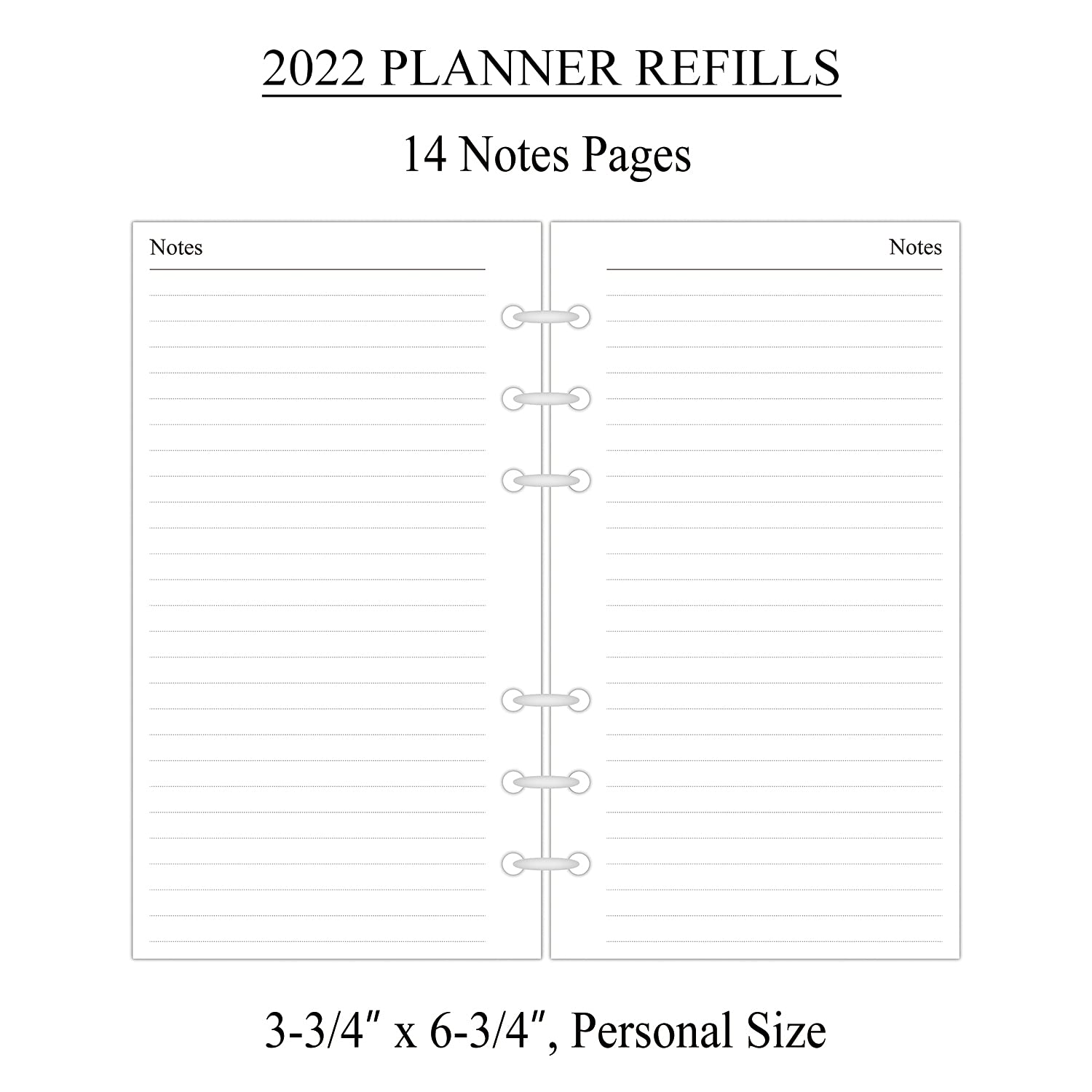 2022 Weekly & Monthly Planner Refill, 3-3/4" x 6-3/4", from January 2022 to December 2022, Personal Size/Size 3