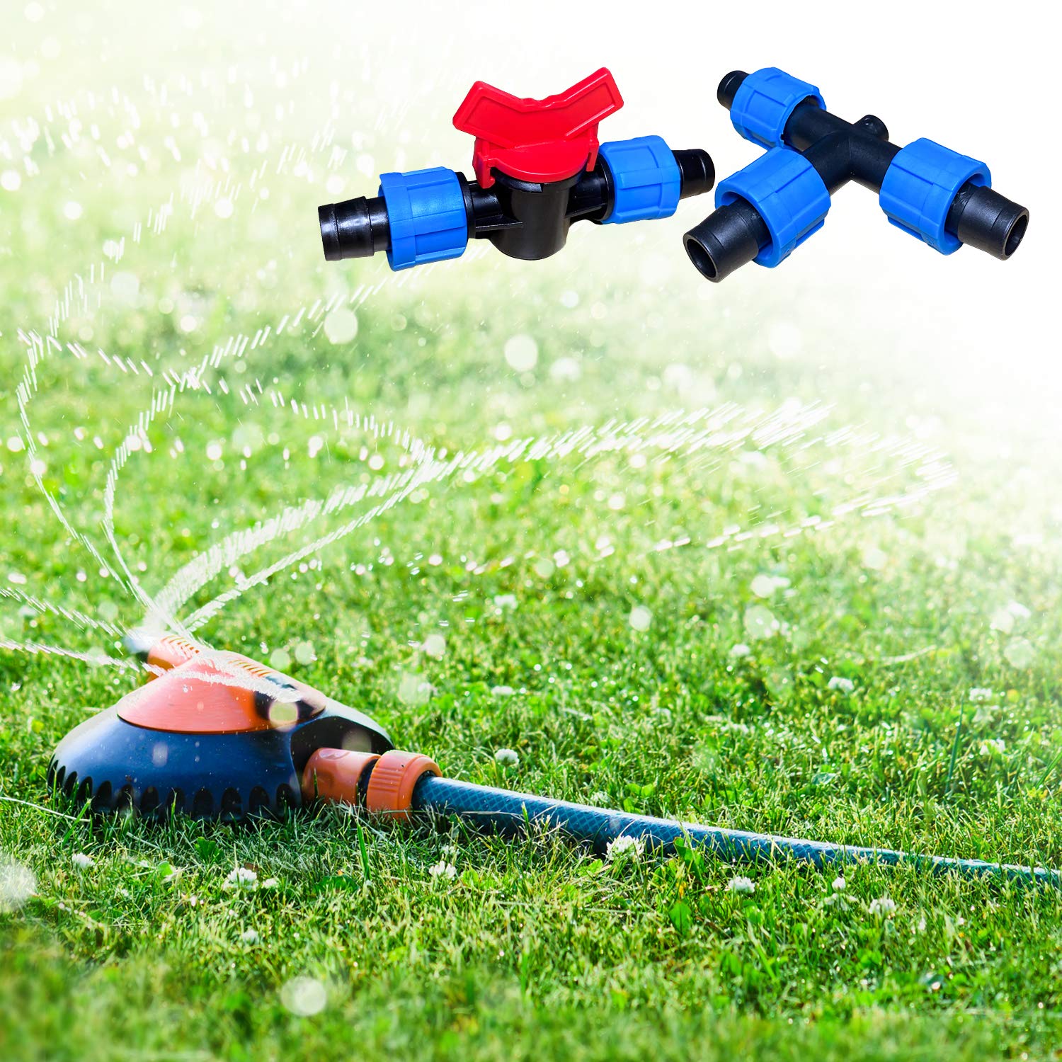 JTooloife 12 Pieces Drip Irrigation Elbow 1/2 Inch Universal Adapter Drip Tubing Fittings Connector Barbed Locking Fitting Fits Most 16-17mm Drip Tape and Tubing (12, Elbow)