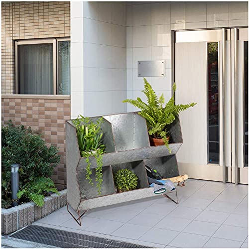 glitzhome Galvanized Metal 6 Bins Organizer Standing Storage Shelf Home Decor