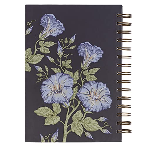 Christian Art Gifts Journal w/Scripture Grace Romans 3:22 Bible Verse Blue Floral 192 Ruled Pages, Large Hardcover Notebook, Wire Bound