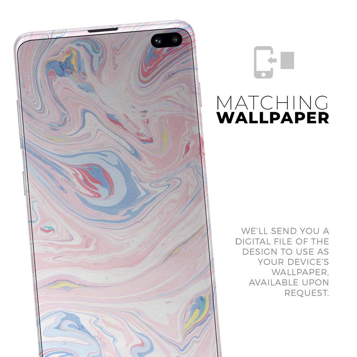 DesignSkinz Marbleized Pink and Blue Swirl V2123 Protective Vinyl Decal Wrap Skin Cover Compatible with The Samsung Galaxy S20 (Screen Trim & Back Glass Skin)