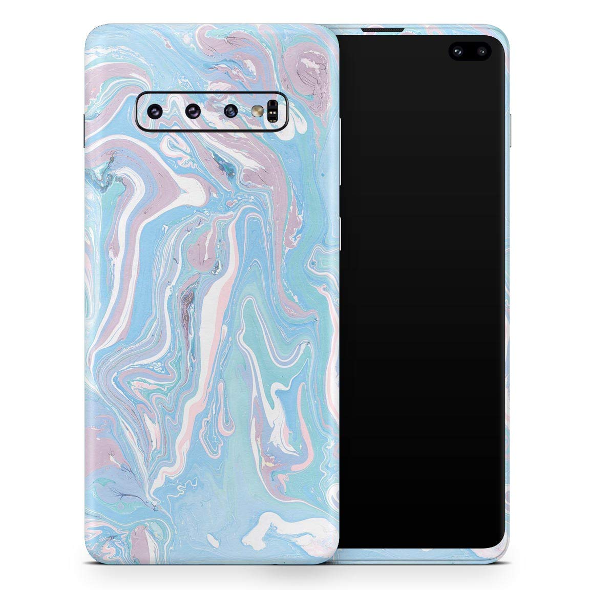 DesignSkinz Marbleized Pink and Blue Soft v3 Protective Vinyl Decal Wrap Skin Cover Compatible with The Samsung Galaxy S20 (Screen Trim & Back Glass Skin)