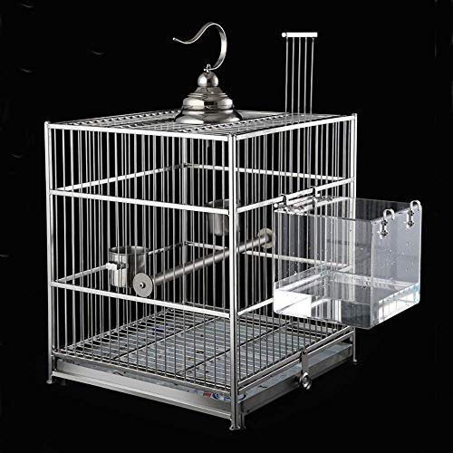 S_HomeStore Hanging Bird Bath, Bird Bathtub Cube Bath Shower Box Bowl with Metal Hooks for Little Birds Canary Budgies Parrot